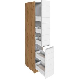KOCHSTATION Apothekerschrank &raquo;KS-Luhe&laquo; 30 cm breit, hochwertige MDF-Fronten mit waagerechter Lisene wei&szlig; MDF