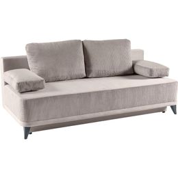 WERK2 Schlafsofa &raquo;Rosso Breite 204, Liegefl&auml;che 140/200cm. aktueller Cord Materialmix&laquo; 2-Sitzer Sofa und Schlafcouch mit Federkern & Bettkasten beige 