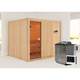 Karibu Sauna &raquo;Nybro&laquo; Ofen 9 kW Bio externe Strg easy beige