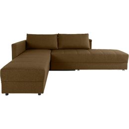 LOOKS by Wolfgang Joop Ecksofa &raquo;LooksIII L-Form&laquo; durch Drehfunktion zum Bett wandelbar, inklusive Staufach braun Struktur (100% Polyester);