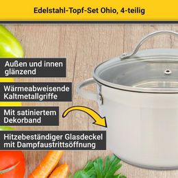Kr&uuml;ger Topf-Set &raquo;Ohio&laquo; Set, Bratentopf &Oslash; 20 cm, Fleischtopf &Oslash; 16/20 cm, Stielkasserolle &Oslash; 16 cm, 7 Stk. tlg. Edelstahl silber