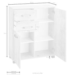 Schildmeyer Badkommode &raquo;Milan&laquo; Breite 80,5 cm, mit 2 T&uuml;ren, 2 Schubladen & Metallgriffen braun FSC -zertifizierter Holzwerkstoff