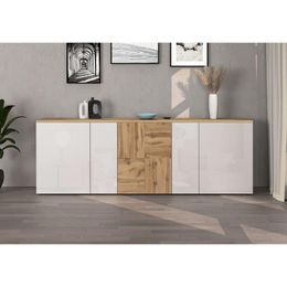 Inosign Sideboard &raquo;Sideboard ISEO, Kommode, Schrank, Kredenz&laquo; 1 Stk. tlg. stehend/h&auml;ngend, 5 T&uuml;ren HG lackiert, 6 F&auml;cher, B 200 cm