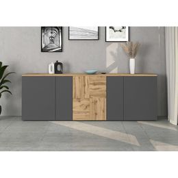 Inosign Sideboard &raquo;Sideboard ISEO, Kommode, Schrank, Kredenz&laquo; 1 Stk. tlg. stehend/h&auml;ngend, 5 T&uuml;ren, 6 F&auml;cher, Breite 200 cm