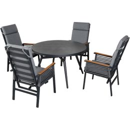 Konifera Garten-Essgruppe &raquo;Edessa Komfort&laquo; Set, 4x Sessel, 4x Auflage, 1x Tisch, 9 tlg. tlg. inkl. 4 Sessel, 4 Sitzkissen, 1 Tisch Aluminium