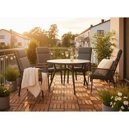 Konifera Garten-Essgruppe &raquo;Edessa Komfort&laquo; Set, 4x Sessel, 4x Auflage, 1x Tisch, 9 tlg. tlg. inkl. 4 Sessel, 4 Sitzkissen, 1 Tisch Aluminium