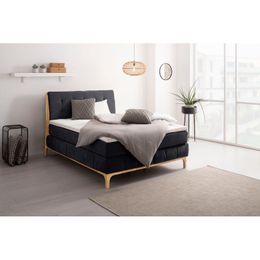 OTTO home Boxspringbett &raquo;Jelle&laquo; 5 Stk. tlg. zertifizierte, recycelte Bezugsstoffe, verschiedene Ausf&uuml;hrungen schwarz Polyester