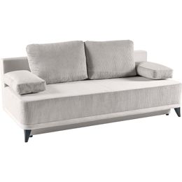 WERK2 Schlafsofa &raquo;Rosso Breite 204, Liegefl&auml;che 140/200cm. aktueller Cord Materialmix&laquo; 2-Sitzer Sofa und Schlafcouch mit Federkern & Bettkasten beige 