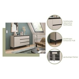 Inosign Sideboard &raquo;NORT, Breite: 136cm, mit Metall Stabfu&szlig;, 1 T&uuml;r, 3 Schubk&auml;sten&laquo; Anrichte, Kommode, Schrank, Board, Higboard FSC -zertifizierter 