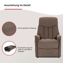 Duo Collection TV-Sessel &raquo;Aurora XXL bis 150 kg belastbar, mit elektrischer Aufstehhilfe&laquo; Relaxfunktion und Taschenfederkern mit Stahlwellenunterfederung braun Luxus