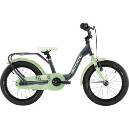 S'COOL S&rsquo;COOL Kinderfahrrad &raquo;S'COOL niXe 16-1S - Dark Grey/Pastel Green&laquo; 1 Gang ohne Schaltung St&uuml;tzr&auml;der montierbar Kinderfahrrad