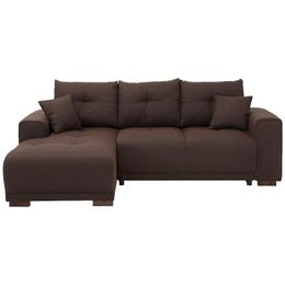 Home Affaire Ecksofa &raquo;Viborg L-Form&laquo; mit Regal in der Armlehne, wahlweise mit Bettfunktion braun Struktur (100% Polyester);Struktur fein ( 100% 