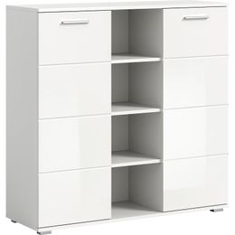 Home Affaire Highboard &raquo;Valge, H&ouml;he 108 cm, 2 T&uuml;ren, 4 verstellbare B&ouml;den, 4 offene F&auml;cher&laquo; Front-Rillenfr&auml;sung, Schuhschrank, Anrichte, Kommode, 
