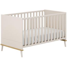 YUNY by PAIDI Babybett &raquo;HAZEL 70x140cm in Beige, umbaubares Kinderbett mit Massivholz&laquo; Gitterbett 4-fach h&ouml;henverstellbar, entnehmbare Sprossen, 