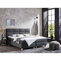 Westfalia Schlafkomfort Boxspringbett mit Topper grau Bezug Bett: Feinstruktur 100% Polyester;Bezug Bonnell-Federkernmatratze: 100% Polyester;Bezug Kaltschaummatratze: 100% 