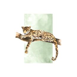 Komar Bild &raquo;Lazy Leopard&laquo; Natur 1 Stk. tlg. Wandbild zur Dekoration - ohne Rahmen bunt Holz, Papier