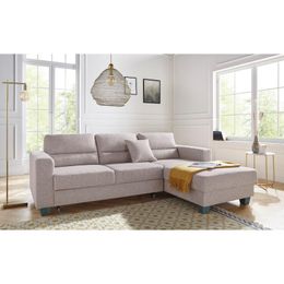 Trendmanufaktur Ecksofa &raquo;Chamber, zeitlos und modern, hoher Sitzkomfort, L-Form&laquo; wahlweise mit Schlaffunktion beige