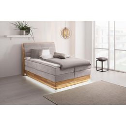 OTTO home Boxspringbett &raquo;JENNA in verschiedenen Farben und Breiten erh&auml;ltlich&laquo; LED-Beleuchtung, mit zertifizierten, recycelten Bezugsstoffen grau 
