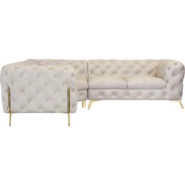 Home Affaire Chesterfield-Sofa &raquo;Amaury L-Form&laquo; moderne Chersterfield-Optik, Breite 262 cm, Fu&szlig;farbe w&auml;hlbar beige Struktur (100% Polyester);Samtoptik 