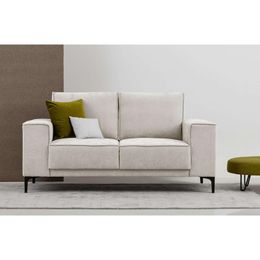 OTTO home 2-Sitzer &raquo;Kompaktsofa Oland, Struktur, Flachgewebe, Luxus-Microfaser, Boucle&laquo; 164 cm, Wellenunterfederung, Skandi-Design, Metallf&uuml;&szlig;e braun 