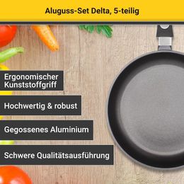 Kr&uuml;ger Topf-Set &raquo;Delta&laquo; Set, 7 Stk. tlg. Aluminiumguss schwarz