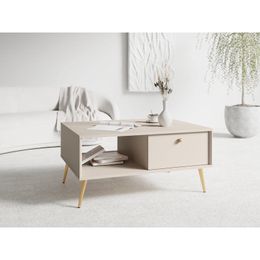 Home Affaire Couchtisch &raquo;ROMELIS beige Kaffeetisch mit viel Stauraum, 87x66cm, modernes Design&laquo; pflegeleichter Beistelltisch mit zus&auml;tzlichen 