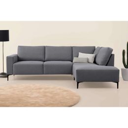 Home Affaire Ecksofa &raquo;Tournon, L-Form, Breite 256 cm, Webstoff, Chenille&laquo; Designsofa im nordischen Stil, Wellenunterfederung, Metallf&uuml;&szlig;e grau 100% 