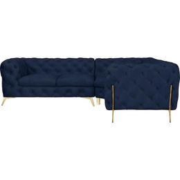 Home Affaire Chesterfield-Sofa &raquo;Amaury L-Form&laquo; moderne Chersterfield-Optik, Breite 262 cm, Fu&szlig;farbe w&auml;hlbar blau Struktur (100% Polyester);Samtoptik (