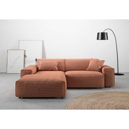 Home Affaire Ecksofa &raquo;Glimminge L-Form auch in Breitcord, Feincord + Easy care-Bezug,&laquo; Breite 234, Zierkissen braun 100% Polyester
