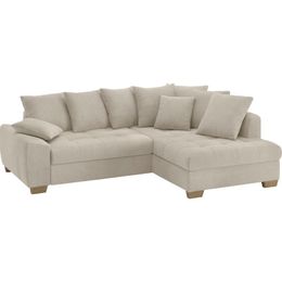 Ecksofa &raquo;Nikita II, L-Form, bis 140kg pro Sitzplatz belastbar&laquo; mit Kaltschaumpolsterung, wahlweise mit Bett und Bettkasten beige Novaclean Avanti (100