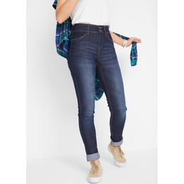 bonprix Damen bonprix Slim-fit-Jeans &raquo;Slim-Fit-Jeans High Waist, Komfort-Stretch&laquo; mit Taschen und farbig abgesetzten N&auml;hten blau 34, K-Gr