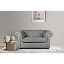 Home Affaire 2-Sitzer &raquo;CHARENTE, Chesterfield-Sofa, Wellenfederung, Ma&szlig;e: B/T/H: 147/89/74 cm&laquo; mit edler Knopfheftung und typischen Armlehnen grau 100