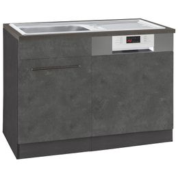 KOCHSTATION Sp&uuml;lenschrank &raquo;KS-Tulsa&laquo; 110 cm breit, inkl. T&uuml;r/Sockel f&uuml;r Einbaugeschirrsp&uuml;ler, Metallgriff grau