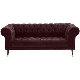 Home Affaire Chesterfield-Sofa &raquo;Tinnum&laquo; rot Luxus-Microfaser Vintageoptik (66% PU, 27% Polyester, 7% Baumwolle);Struktur weich( 97% Polyester, 3% 