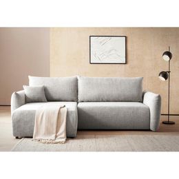 Home Affaire Ecksofa &raquo;MAVAS Schlafsofa mit Bettkasten, L-Form,&laquo; ca.257/127cm (Liegefl&auml;che 212/145 cm), Cord, Chenille, Struktur beige
