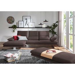 W.Schillig Ecksofa &raquo;broadway, Designsofa mit tollem Sitzkomfort, L-Form&laquo; Sitztiefenverstellung, Kopfteil- & Seitenteilverstellung, Breite 291cm braun 