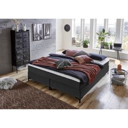 ATLANTIC HOME COLLECTION Boxspringbett &raquo;Romy&laquo; ohne Kopfteil, frei im Raum stellbar grau Bezug Bettbox und Obermatratze: Strukturstoff (90% Polyester, 