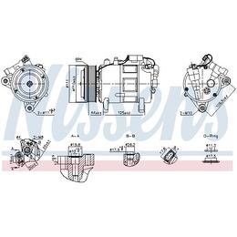 NISSENS Kompressor, Klimaanlage 12V f&uuml;r MINI BMW 64526842618 5A5C710 5A21D11 891148