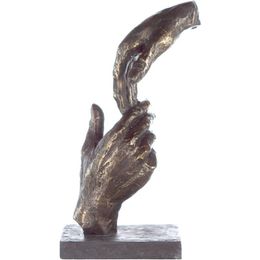 Casablanca by Gilde Dekofigur &raquo;Skulptur Two Hands, bronzefarben/grau&laquo; Dekoobjekt, H&ouml;he 29 cm, H&auml;nde, mit Spruchanh&auml;nger, Wohnzimmer orange Polyresin