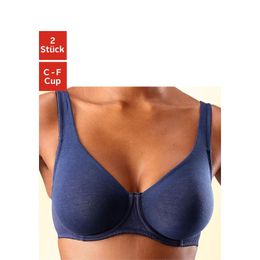 Petite Fleur Minimizer-BH Packung, 2 St&uuml;ck, mit B&uuml;gel aus Baumwolle blau 105, Cup C Minimizer-BH