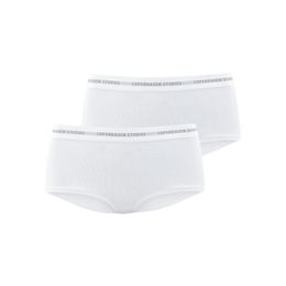 Copenhagen Studios Damen Panty &raquo;mit softem Logobund&laquo; 2er-Pack, aus gerippter Bio-Baumwollqualit&auml;t wei&szlig; XS (34)