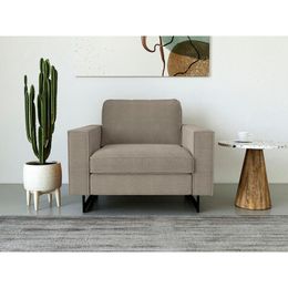 Home Affaire Loveseat &raquo;Pinto 105 cm, Cord, Chenille, Lederoptik&laquo; mit Keder, Metallf&uuml;&szlig;en und auch in Cord Bezug erh&auml;ltlich grau Kunstleder (65% 