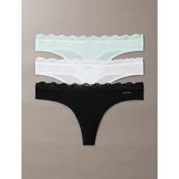 Calvin Klein Underwear Damen String &raquo;THONG 3PK&laquo; Packung, 3er-Pack, 3 Stk. mit Spitze am Bund schwarz-wei&szlig; XS (34), 3 Stk.