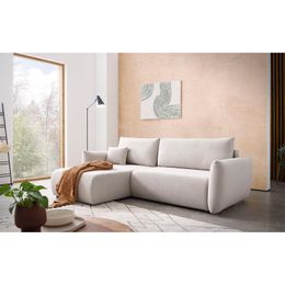 Home Affaire Ecksofa &raquo;MAVAS Schlafsofa mit Bettkasten, L-Form,&laquo; ca.257/127cm (Liegefl&auml;che 212/145 cm), Cord, Chenille, Struktur grau