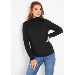 bonprix Damen bonprix Rollkragenshirt mit Rippstruktur und Rollkragen schwarz 40/42 (M)
