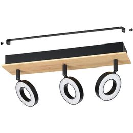 Eglo Deckenleuchte &raquo;Rielves Deckenlampe, Holz und Metall, Spotbalken schwenkbar, Lampe&laquo; LED-Modul 1 Stk. Warmwei&szlig; Spot - L40 x B7 x H17,5 cm - braun, 