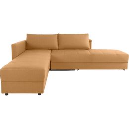 LOOKS by Wolfgang Joop Ecksofa &raquo;LooksIII L-Form&laquo; durch Drehfunktion zum Bett wandelbar, inklusive Staufach gelb Struktur (100% Polyester);Feinstruktur