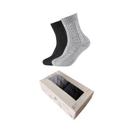 Camano Damen Sneakersocken &raquo;warm & cozy&laquo; 2 Stk. tlg. mit Zopfmuster, Rippenb&uuml;ndchen 35-38