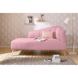 OTTO home Recamiere &raquo;Lucy, Chaiselonge mit Massivholzf&uuml;&szlig;en und Steppung,&laquo; Armlehne links und rechts bestellbar rosa Struktur fein( 100% Polyester)