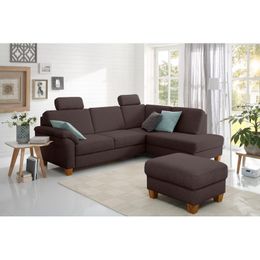 Home Affaire Ecksofa &raquo;Borkum L-Form, B: 249 cm - OTTO. Verl&auml;ssliche Qualit&auml;t.&laquo; optional Bettfunktion, Federkern braun Struktur (100% Polyester);Luxus-
